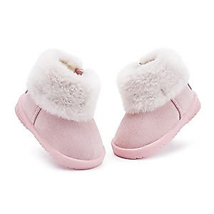 BMCiTYBM Baby Snow Winter Boots Girls Boys Cold Weather Faux Fur Shoes 6 12 18 24 Months Pink Size 12-18 Months Toddler