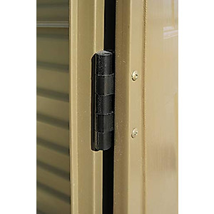 Duramax 0638801402145 Woodbridge Plus 10.5 x 8 Plastic Garden Shed with Foundation Kit & Fixed Window Brown-15 Years Warranty, 10x8, Brown & Ivory