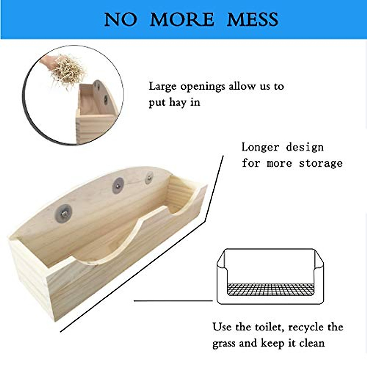 Hamiledyi Rabbit Hay Feeder, Bunny Food Manger Wooden Hay Manger Rack Grass Holder for Guinea Pig Chinchilla Hamster