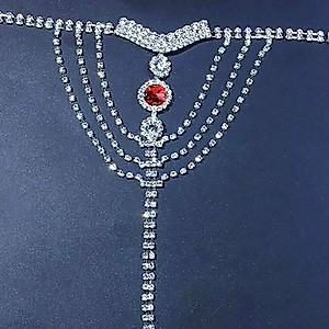 Sexy Chain Crystal Thong Panties for Women Rhinestone Body Waist Chains Jewelry