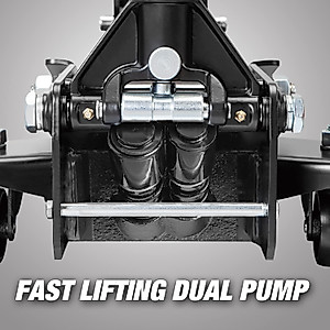 ATZ830027HD Torin Hydraulic Low and High Profile Professional Grade Foldable Garage Service/Floor Jack with Quick Lift Pump, 3 Ton (6,600 lb) Capacity, Black