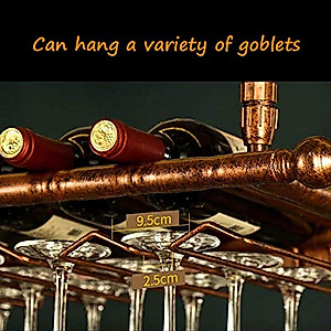 FIZDI Bar Unit Floating Shelves Wall Mounted Hanging Wine Glass Holder,Wall Shelf Storage Organizer Rack,Rustic Wine Holder,Industrial Home Decor Design/Black/L120 X W30Cm