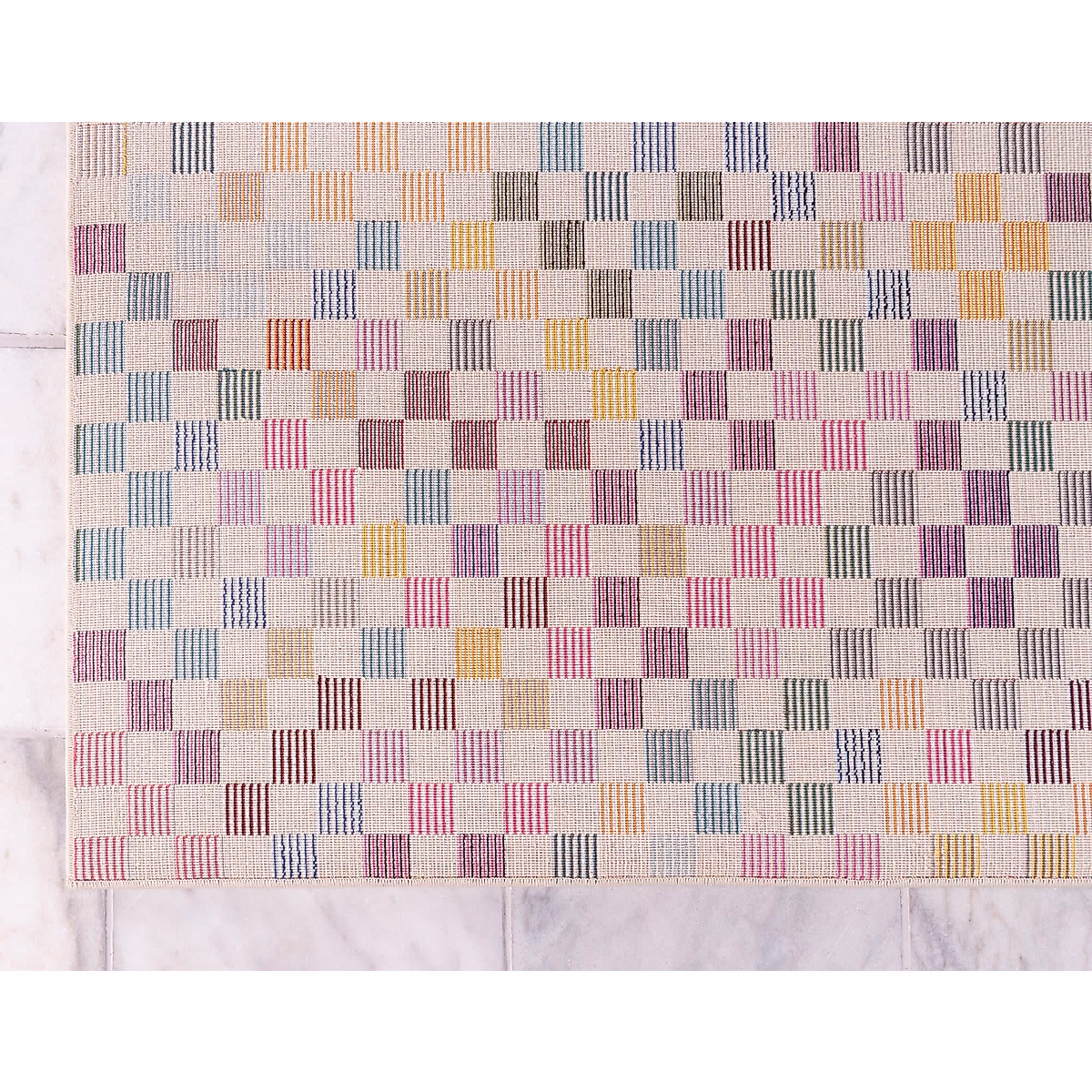 Unique Loom Chromatic Collection Modern Geometric & Vibrant Abstract Area Rug For Any Home Décor (5' 0 x 8' 0 Rectangular, Multi/ Beige)