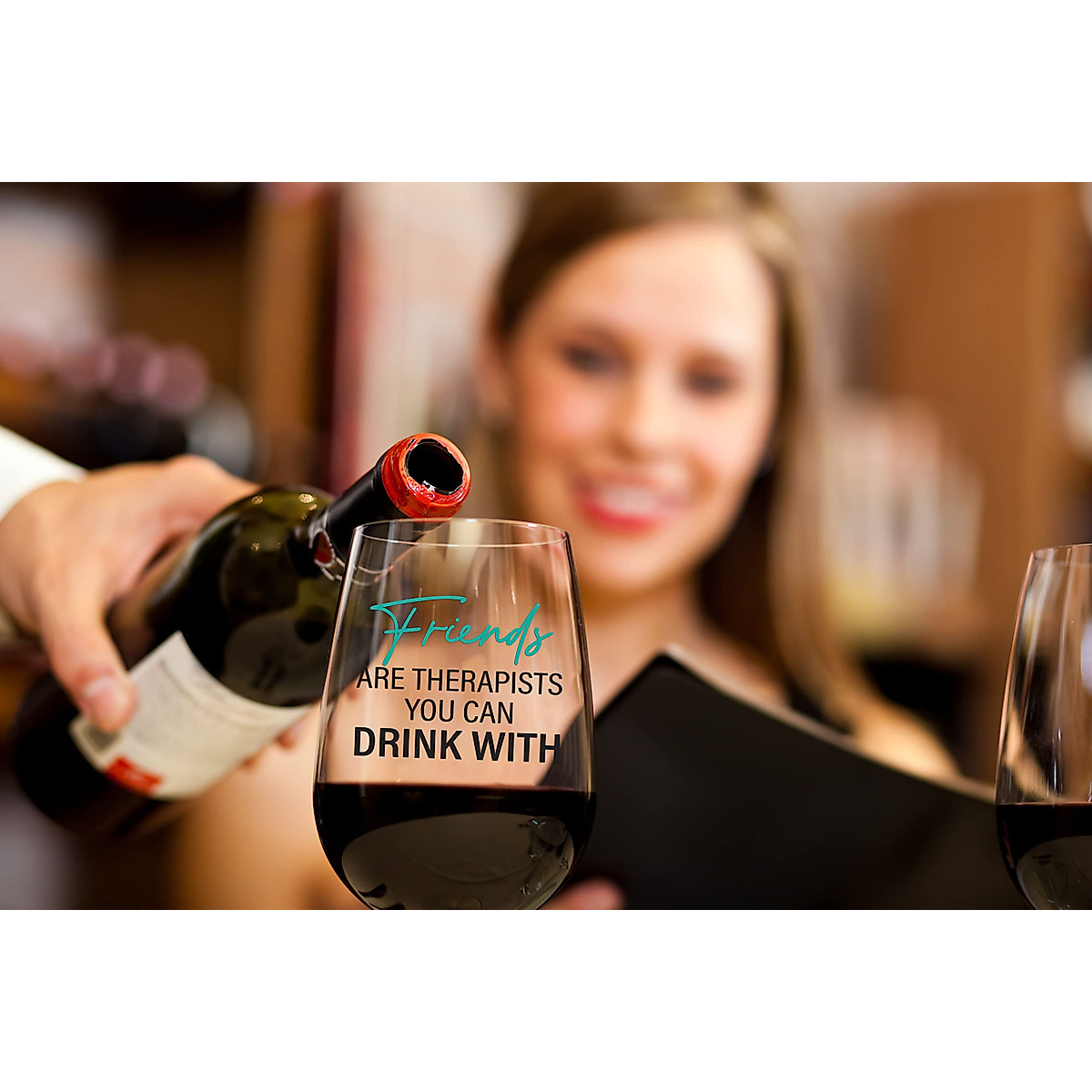 Funny Wine Glass for Women Men | Funny Christmas Birthday Drinking Glasses for Best Friend BFF | Cute Stemless Wine Glass | Unique Inappropriate Adult Humor Gift for Wine Lovers | Wine Gifts for Women