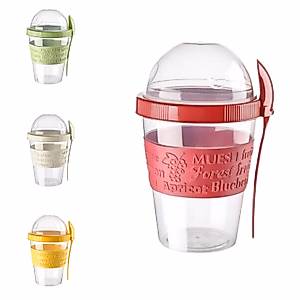 4 Pack Leak-Proof Yogurt Cups with Lid, On-the-Go Parfaid Cup for Snacking, Reusable Yogurt Cup with Lid and Spoon | Breakfast On the Go Cups