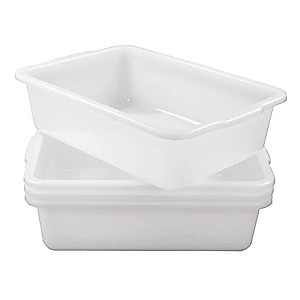 Afromy 4 Packs 35 L Large Bus Tub, Plastic Commercial Utility Bus Boxes Set, White