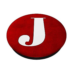 Silver White Letter J Initial Phone grip Red Pattern PopSockets Swappable PopGrip