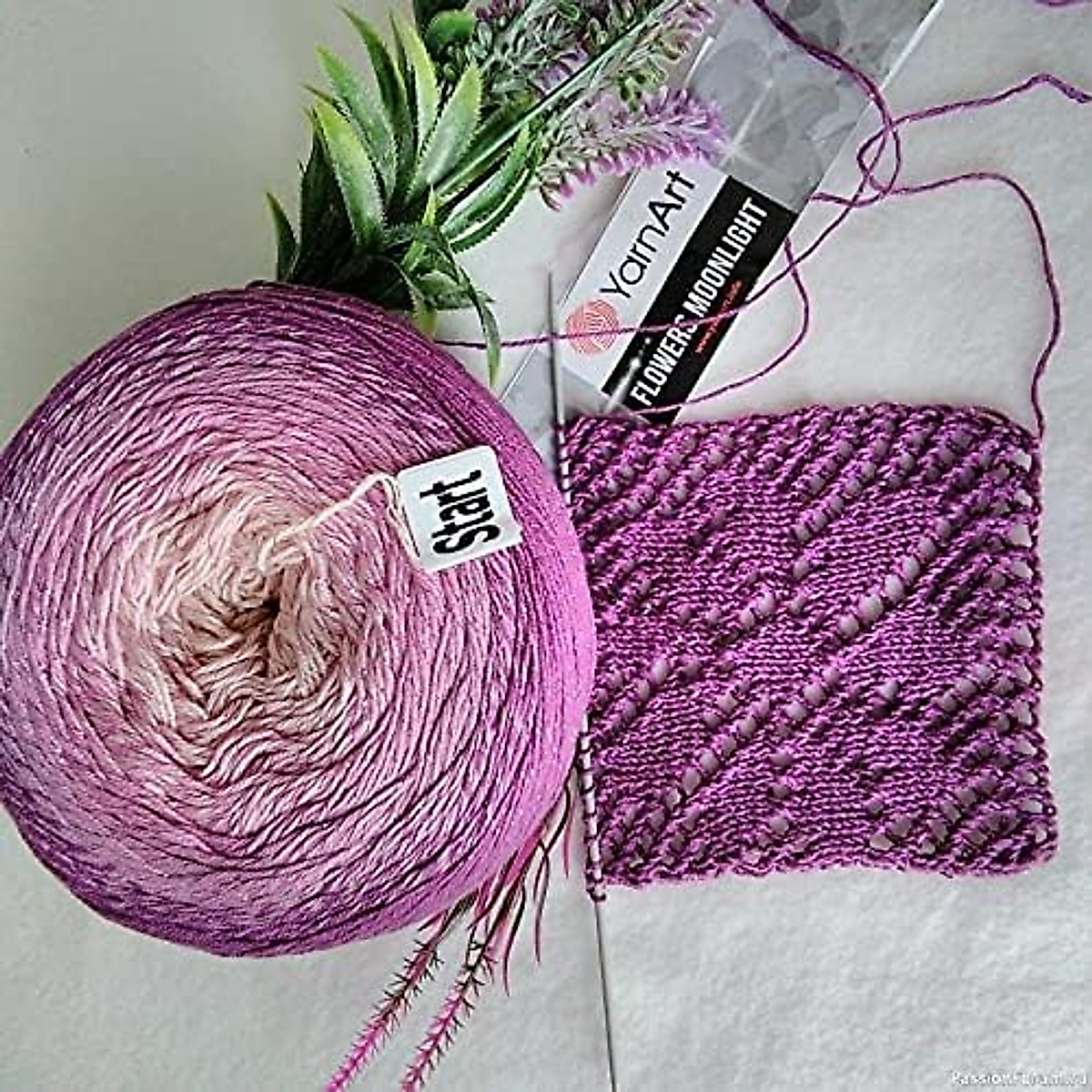 YarnArt Flowers Moonlight Glitter Cotton Yarn, Soft, Rainbow Crochet, Metallic Lurex handknit Shiny, Silvery Cake, Multicolor Cotton, 1 Skein Weight 9.17oz Lenght 393.7 inches,1 Fine Yarn (3283)