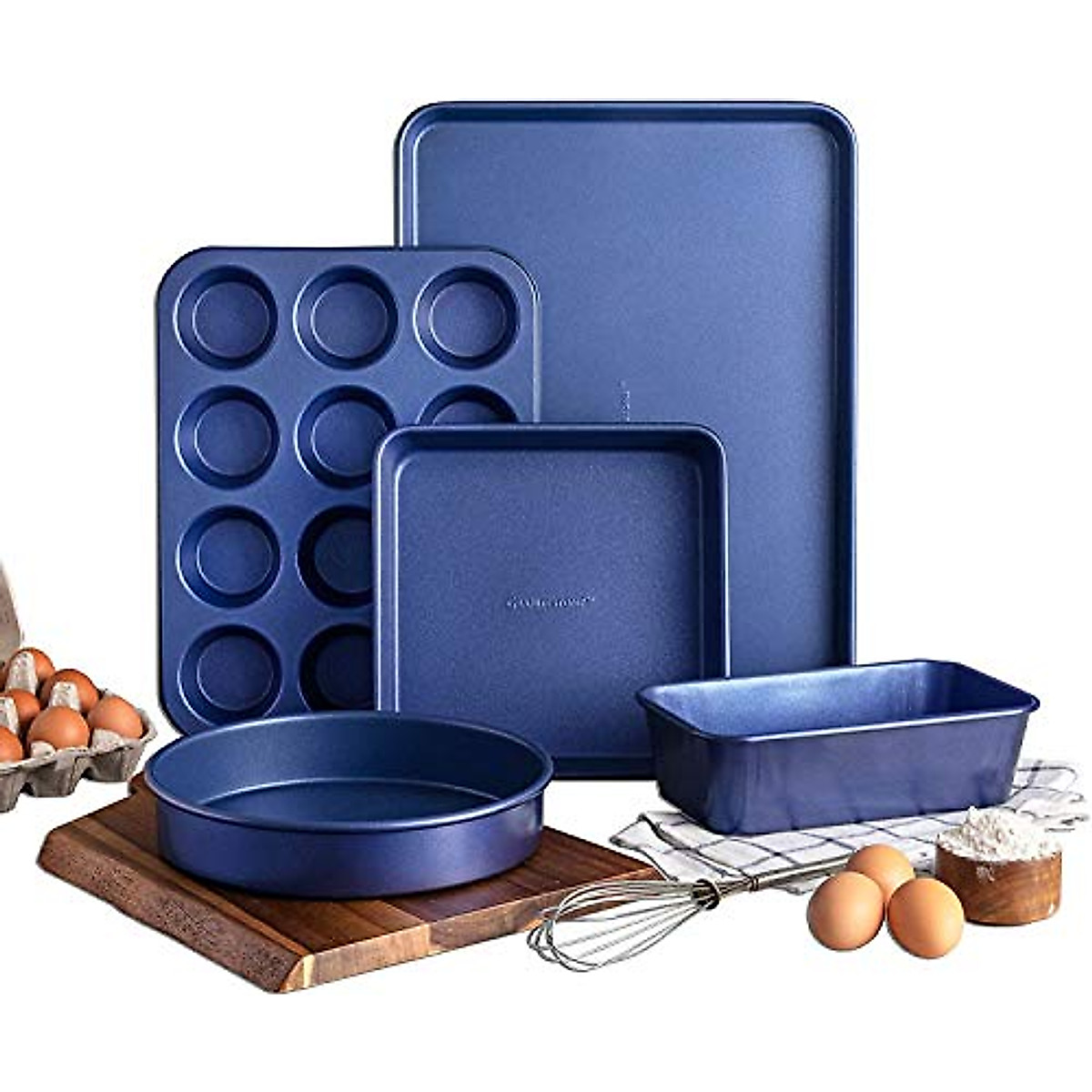 Granite Stone Diamond Granite Stone, 15 Piece Cookware and Bakeware Set, Blue
