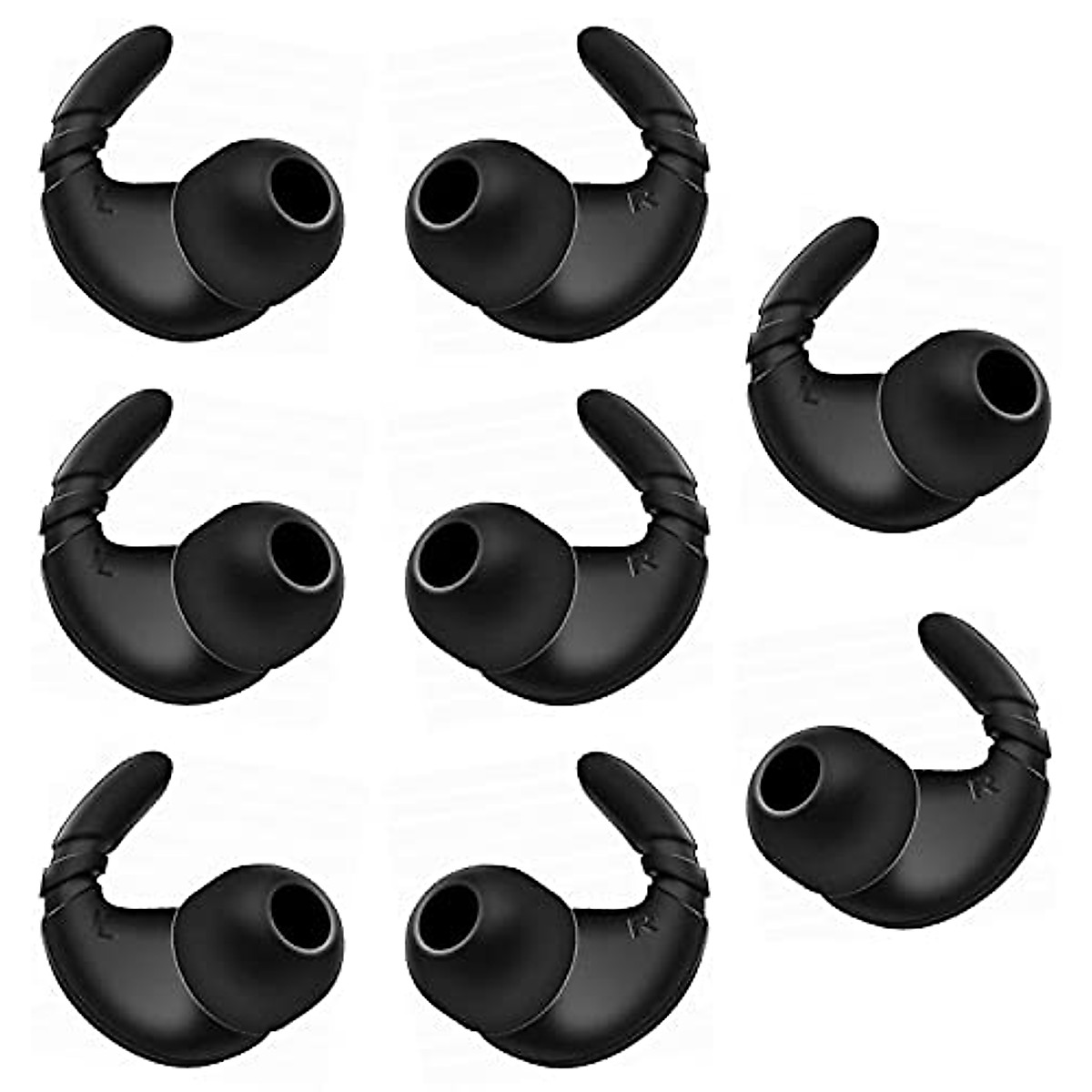 ALXCD Sports Earbud Stabilizers Fins Wing Tips Ear Tips Adapters Compatible with Most In-Ear Earbuds, Anti-Slip Silicon Sport Eartips, Compatible with SONY AKG Galaxy S9 S10 Earbuds etc. 4 Pairs Black