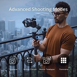 MOZA AirCross 2 Gimbal,3-Axis Professional Stabilizer for DSLR Camera Mirrorless Camera with Larger Lens,Easy Setup Intelligent Mimic Motion-Control,Max Payload 7.05Lb 12H Running Time