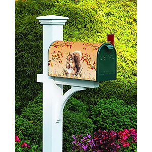 Fall Squirrels Magnetic Mailbox Covers Standard Size 18x21 Inch, Maple Leaves Autumn Mailbox Wraps Mailbox Post Cover Seasonal Fall Thanksgiving Holiday Mailbox Decor for Outside Garden Yard