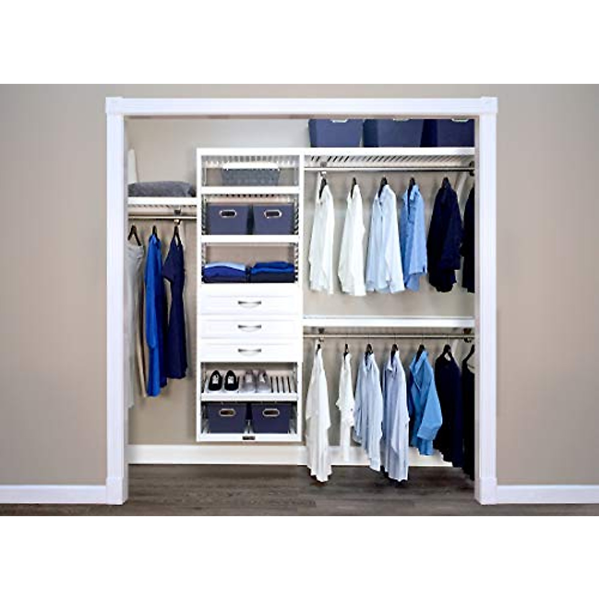 John Louis Home 16in. Deep Woodcrest White Deluxe Organizer with 3 Drawers (6in.)