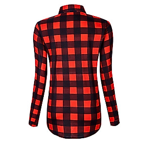 Urban CoCo Women's Classic Plaid Shirt Button Down Long Sleeve Blouse (M, 8)
