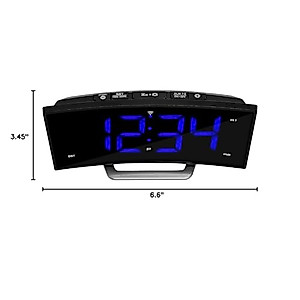 La Crosse Technology Curved Blue LED Atomic Dual Alarm Clock, 1.8 Inch (617-249)