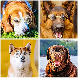 Zjoey 3 Pairs Kid Costume Santa Claus Glasses Metal Wire Rim Clear Lens Eyewear Fabric Doll Dress Up Eyeglasses Dolls Costume Accessories for Old Man Old Lady Costume (4.53 Inch, Fit for Kid Costume)