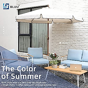 BLUU Single Lounge Chair Patio Furniture Aluminum Outdoor Chair with Cushions for Indoor Garden Porch Deck, Blue