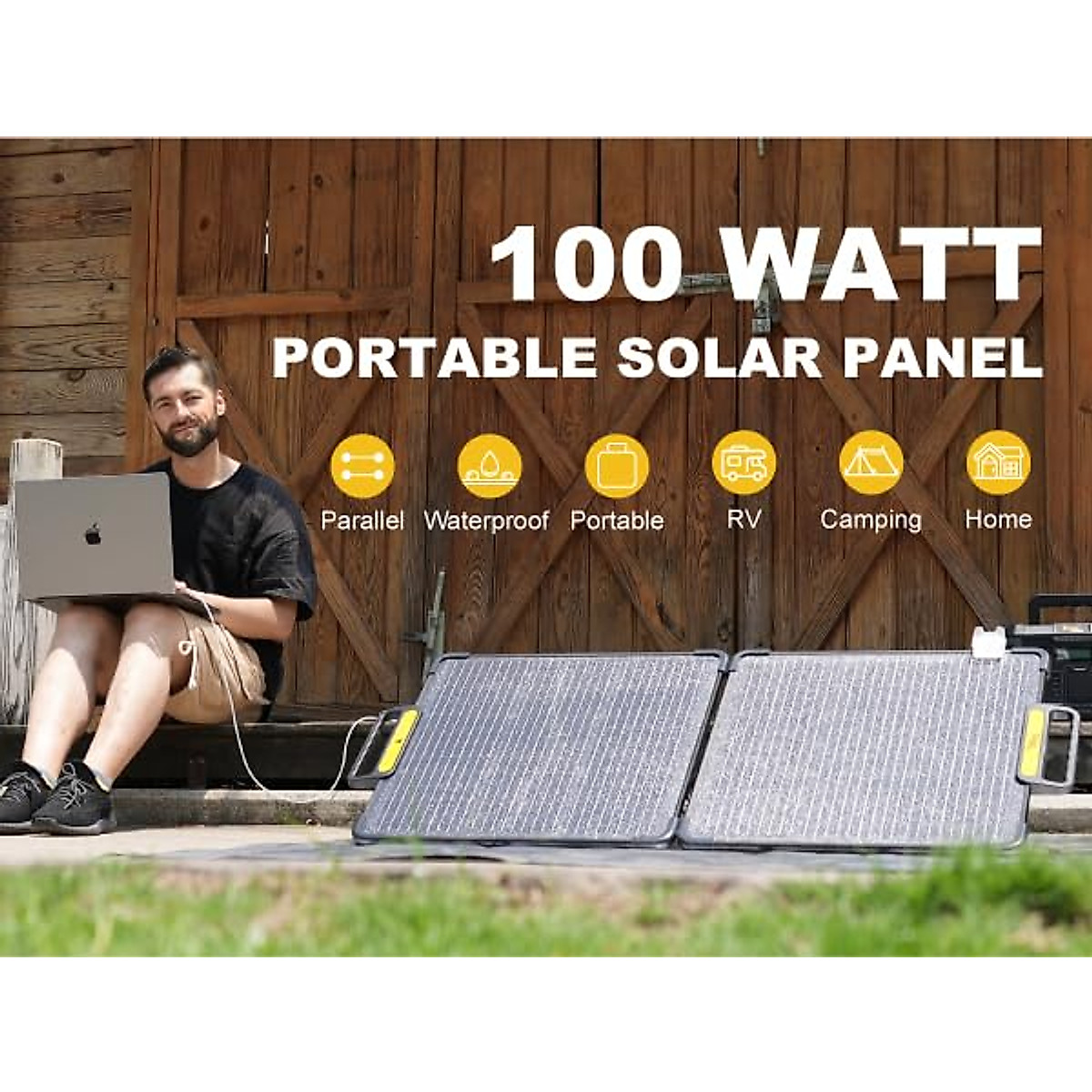 Togo POWER Portable Solar Panel for Power Station - Efficient, Waterproof Solar Cell Charger with Reflective Mat - Foldable & Adjustable 100W Bifacial Solar Panel Bracket for Home & Outdoor Adventure