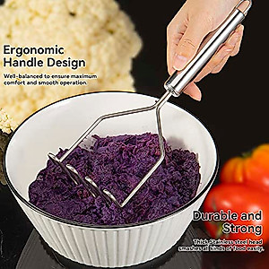 VOOVAO 2 Pcs Potato Masher, Heavy Duty Stainless Steel Integrated Masher Kitchen Tool Wire Masher for Potatoes, Avocados, Beans, Fruit & Vegetables