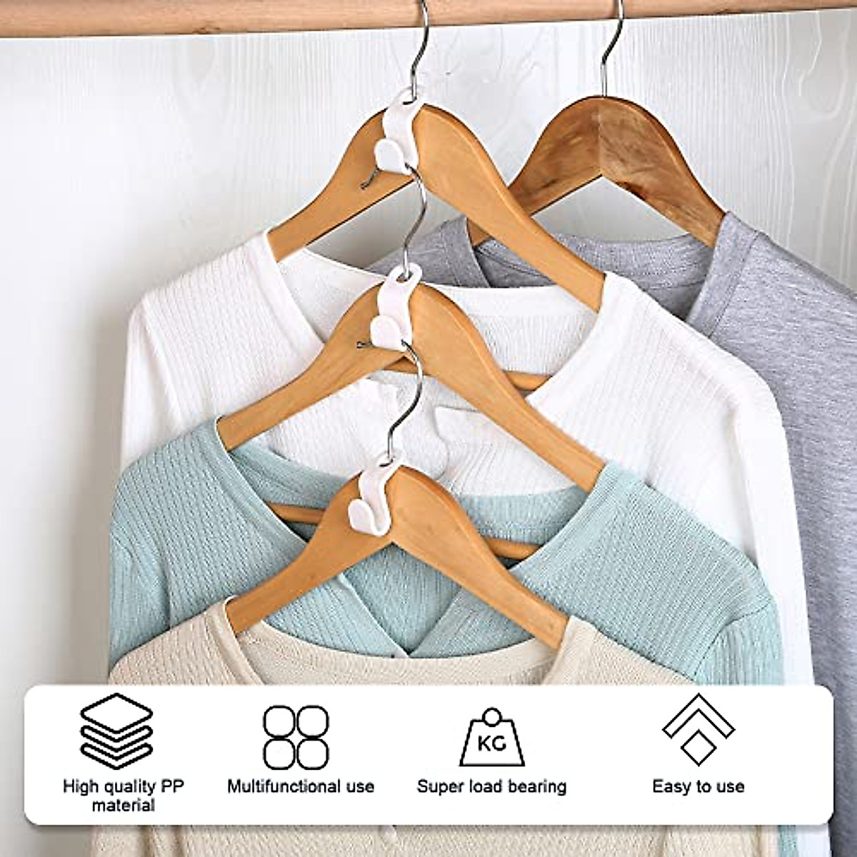100Pcs Clothes Hanger Connector Hooks, Super Space Saving for Closet Heavy Duty Cascading Hanger Extender Hooks Plastic Closet Hanger Organizer (White & Black)