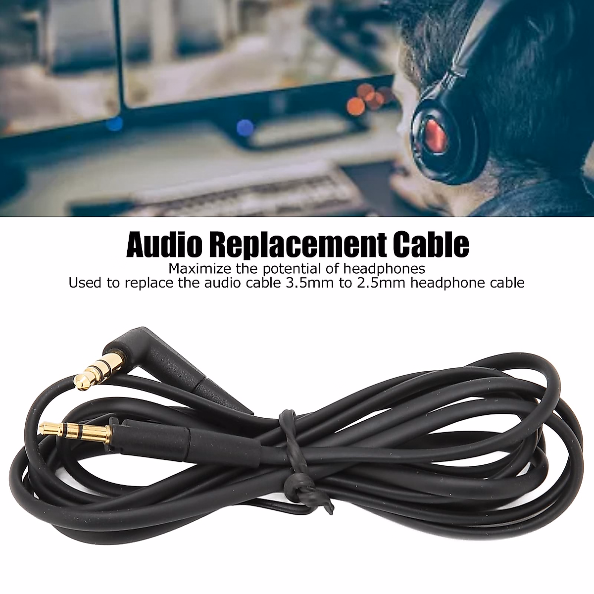 Headphone Audio Cable 3.5mm to 2.5mm Upgrade Stereo Audio Cord Replacement for HD400s HD350BT HD4.30 HD4.40BT HD450BT HD458BT Number 3