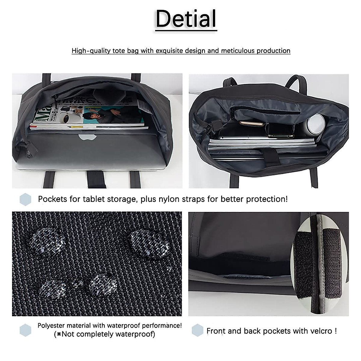 H HIKKER-LINK Womens Large Tote Bag Shoulder Bag with Multi-pocket for Work Gym Pool and Daily Bags Pink