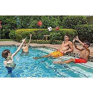 Poolmaster Waterproof Sport Game Balls (Football, Basketball, Soccer Ball) for Kids (Pack of 3), Traditional Colors, Model Number: 72731