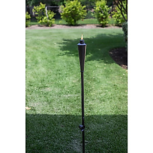 BIRDROCK HOME Mallorca Outdoor Torches - Relaxing Backyard Lighting, Easy Refill Extra Wide Mouth, Adjustable Height, Citronella Oil Compatible - Set of 4, Black, 13oz