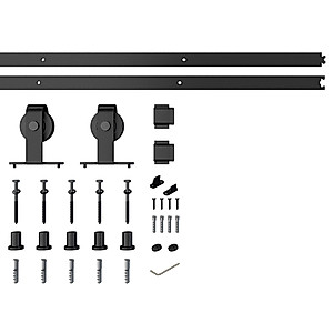 BARNSMITH 36in x 84in Aluminum Glass Barn Door and 6FT Hardware Included,Frosted Tempered Glass Barn Door,Easy Assembly