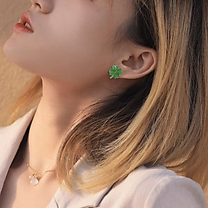 ALoveSoul Four Leaf Clover Earrings Sterling Silver Stud Earrings for Women St Patricks Day Party Accessories Decorations