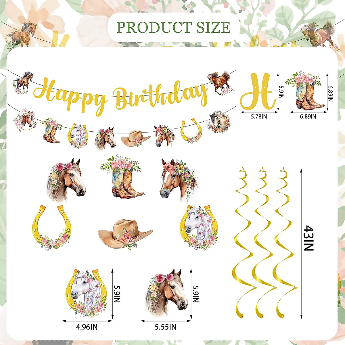 Horse Themed Birthday Party Decorations - NOVBAUB 21PCS Cowgirl Happy Birthday Party Decorations Banner Hanging Swirls Western Cowgirl Hat Boots Horseshoe Horse Party Streamers Decor Supplies