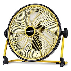 Geek Aire Rechargeable Outdoor High Velocity Camping Floor Fan, 16” Portable Battery Operated Fan with Metal Blade for Garage Barn Gym Camp, Cordless Industrial Fan, Camping Gear Accessories
