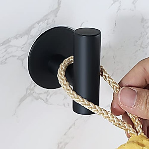 Alise 10 Pcs Self-Adhesive Utility Hooks Coat Hook Single Towel Clothes Hooks for Bathroom Kitchen Wardrobe Window Glass Door Garage,Free-Drilling Stainless Steel Matte Black