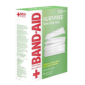 Band-Aid Brand Adhesive Bandages, Large Hurt-Free Non-Stick Pads, 3-Inch x 4-Inch Pads, 10 Count, 3 Pack