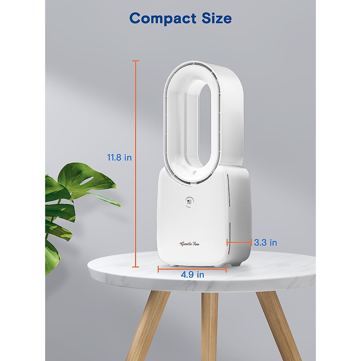 let'me Desk Fan,Portable Bladeless Fan 11.8 inch Small Personal Cooling Fan with 5 Colors Touch Control LED Light,Quiet Table Fan for Home, Office, Bedroom