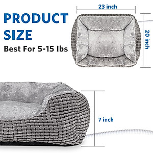 MARUNDA Heated Cats Bed for Indoor Use, Electric Cats Heated Bed Pets Heating Bed for Cats and Small Dogs, Washable Pets Bed with Automatic Heating Pad (23x20x7 Grey)