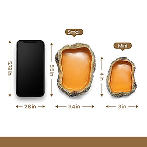 Reptile Food Water Rock Bowls - Lizard Resin Rock Worm Feeding Dish, Amphibian Feeder Bowl Terrarium Decor for Bearded Dragons, Chameleon, Leopard Gecko, Frog, Snake, Hermit Crabs, Turtle Spider Pet