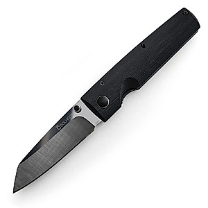 Cool Hand 3.87'' G10 Handle Folding Knife, Sheep Foot Shape Polished Black Ceramic Blade, Liner Lock Mechanism, w/Pocket Clip, EDC Pocket Knives