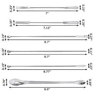 Squadare 6 Pack Micro Spatula，Lab Scoop Spoon Capsule Filler for Powders Stainless Steel Gel Cap Filler