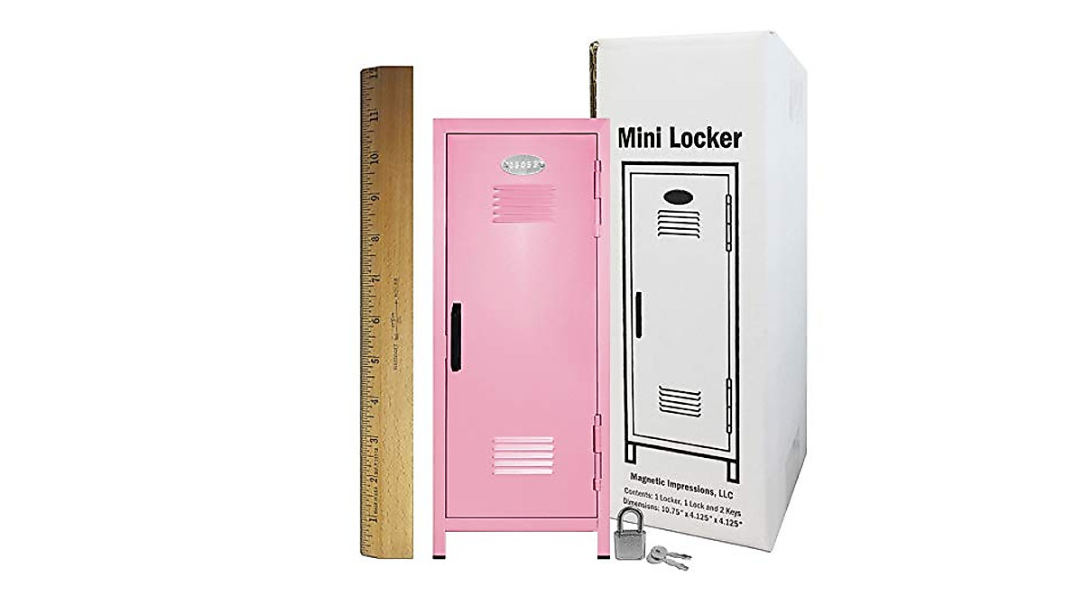 Light Pink Mini Locker with Lock & Key - Secure 10.75" Storage
