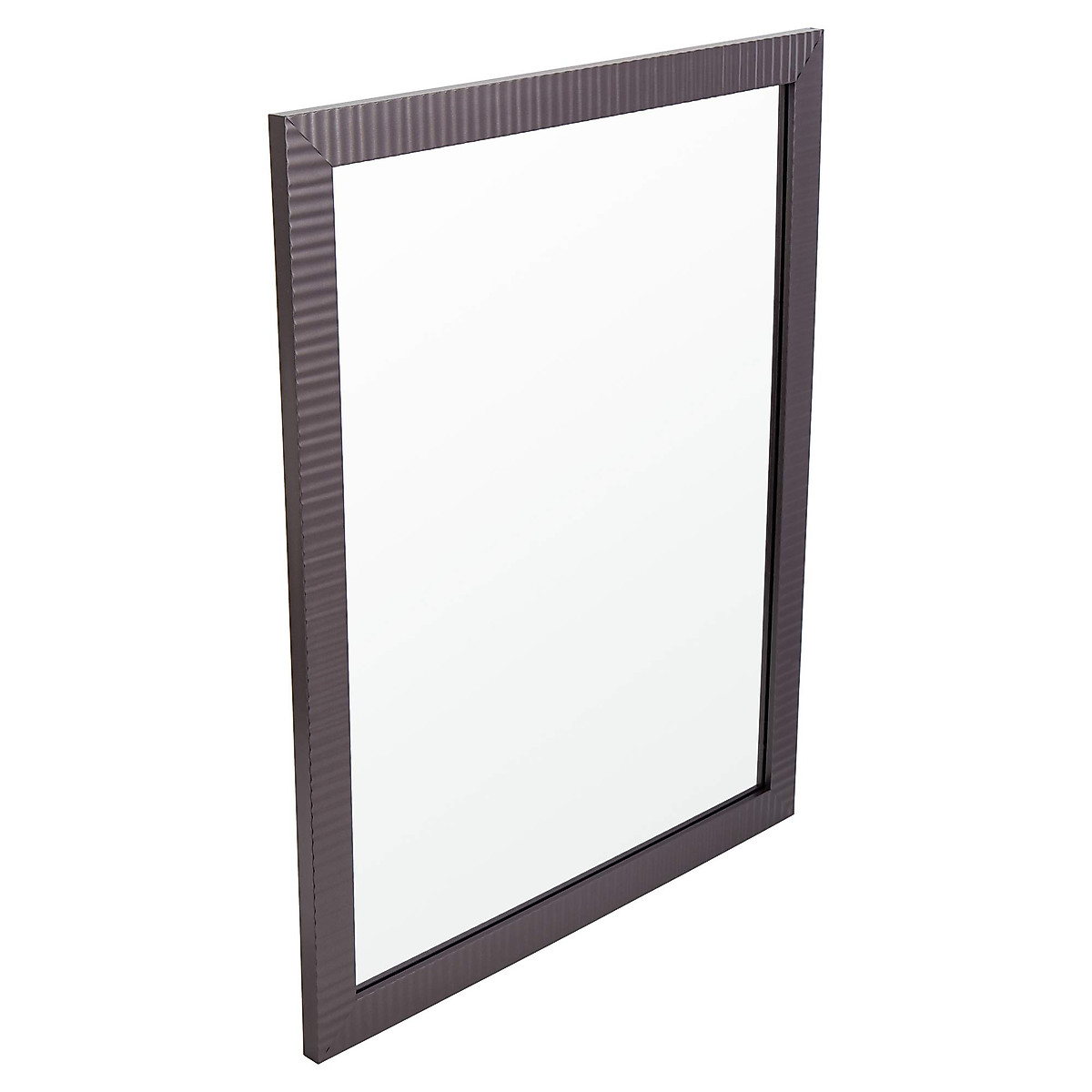 Truu Design Decorative Ridged Metallic Rectangular Wall Mirror, 16 x 20 inches, Grey