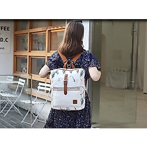 Backpack Purse Women Ladies Fashion Casual Lightweight Shoulder Bag Travel Daypack (Feather Beige)