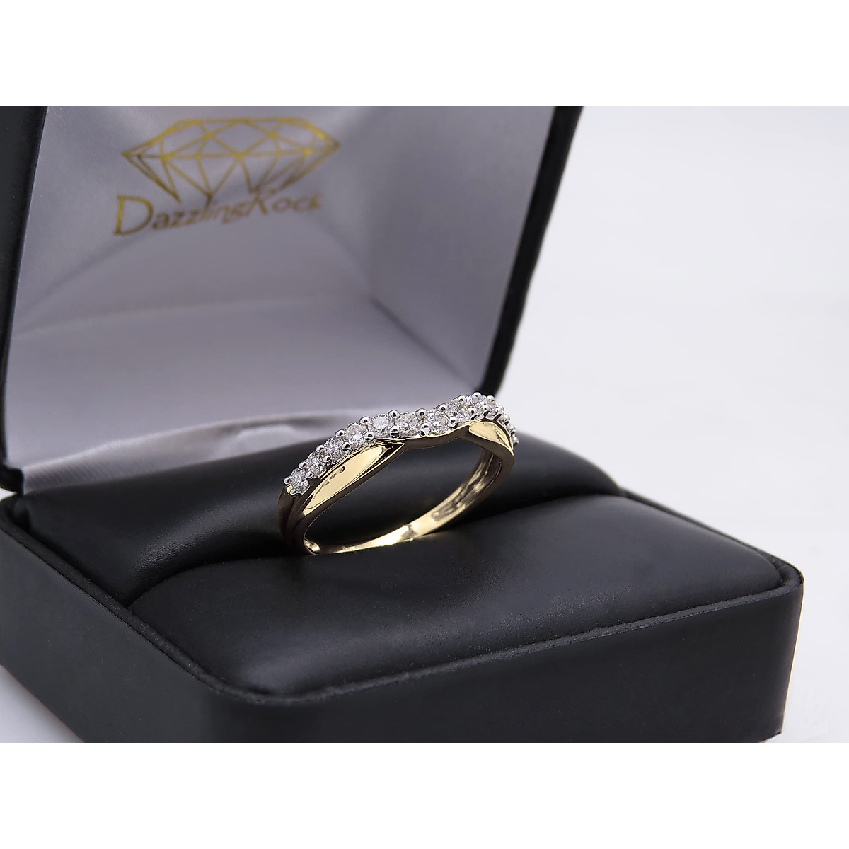 Dazzlingrock Collection 0.55 Carat (Cttw) Round White Diamond Contour Wedding Band for Women in 10K Yellow Gold, Size 8