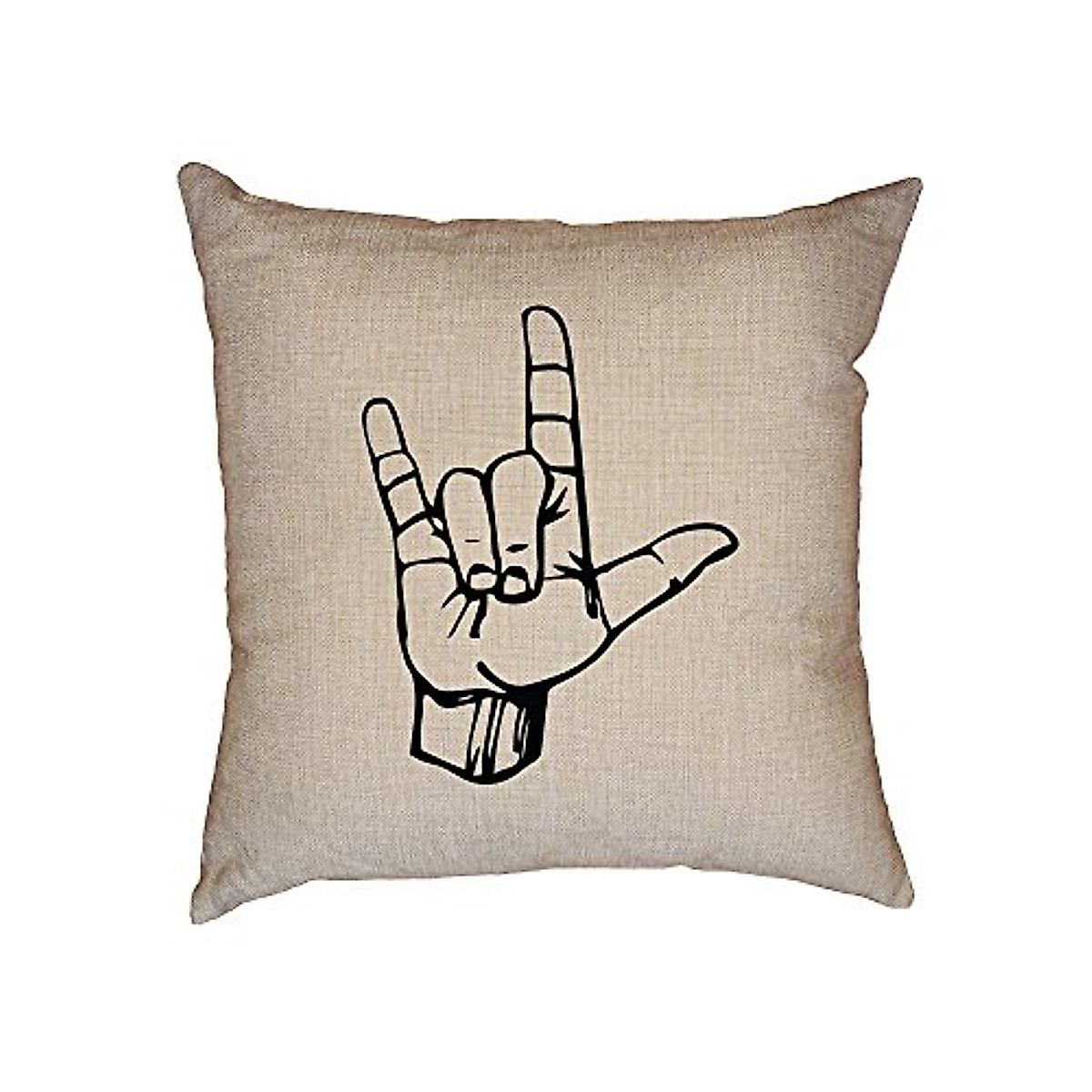 Hollywood Thread I Love You - Sign Language Symbol - ASL Decorative Linen Throw Cushion Pillow Case with Insert