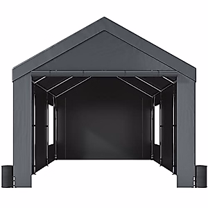 VEVOR Carport 10x20ft, Car Canopy Portable Garage, Heavy Duty Car Port with Roll-up Ventilated Windows & Removable Sidewalls, UV Resistant Waterproof All-Season Tarp for SUV, F150, Car, Truck, Boat