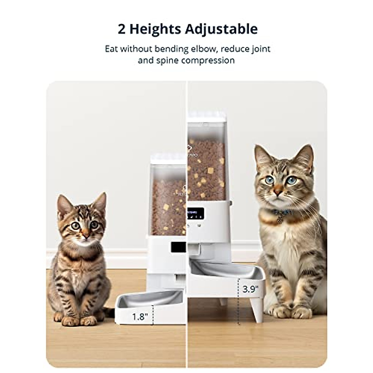 Automatic Cat Feeders, WiFi 5L Automatic Pet Feeder with Anti-Stuck Design, Programmable Cat Food Dispenser for 1-2 Cats and Dogs, 60 Portion 10 Meal Per Day