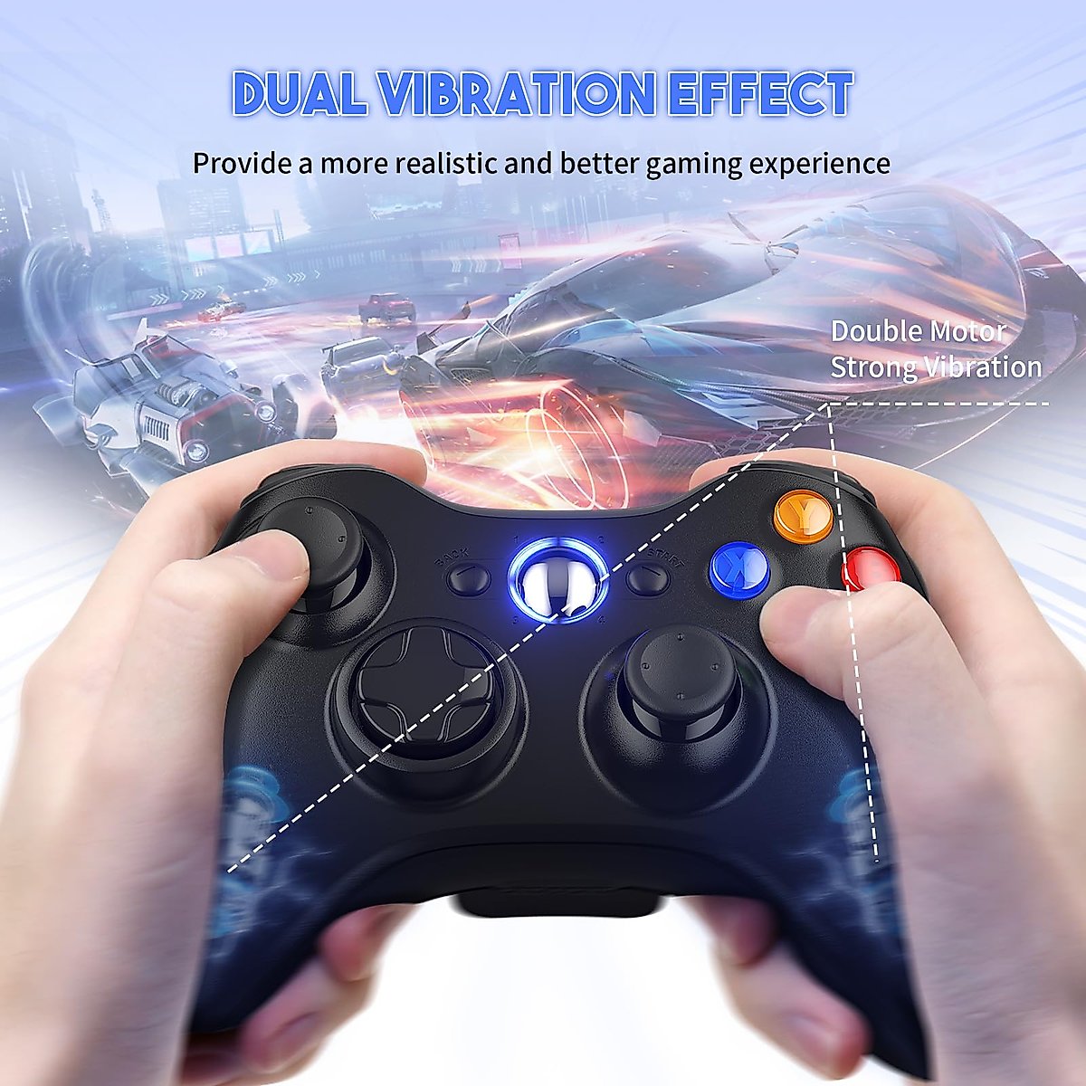 Gamrombo 2 Pack Replacement for Xbox 360 Controller, Wireless Controllers Gamepad Upgraded Joystick Compatible with 360 & Slim, Windows 11/10/8/7 PC Controller