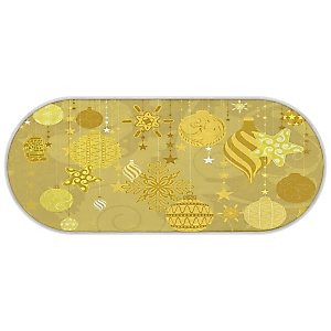 Tavisto Gold Christmas Fluffy Oval Shaggy Rugs for Bedroom Aesthetic Plush Floor Mat - Soft and Absorbent - Ideal for Living Room,Home Decor, and Playrooms
