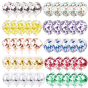 50 Pcs Fun Confetti Balloons Kit,12inch Multicolored Sequins Party Balloons Rich Color Latex Balloons for Kid Birthday Shower Wedding Christmas New Year Decoration