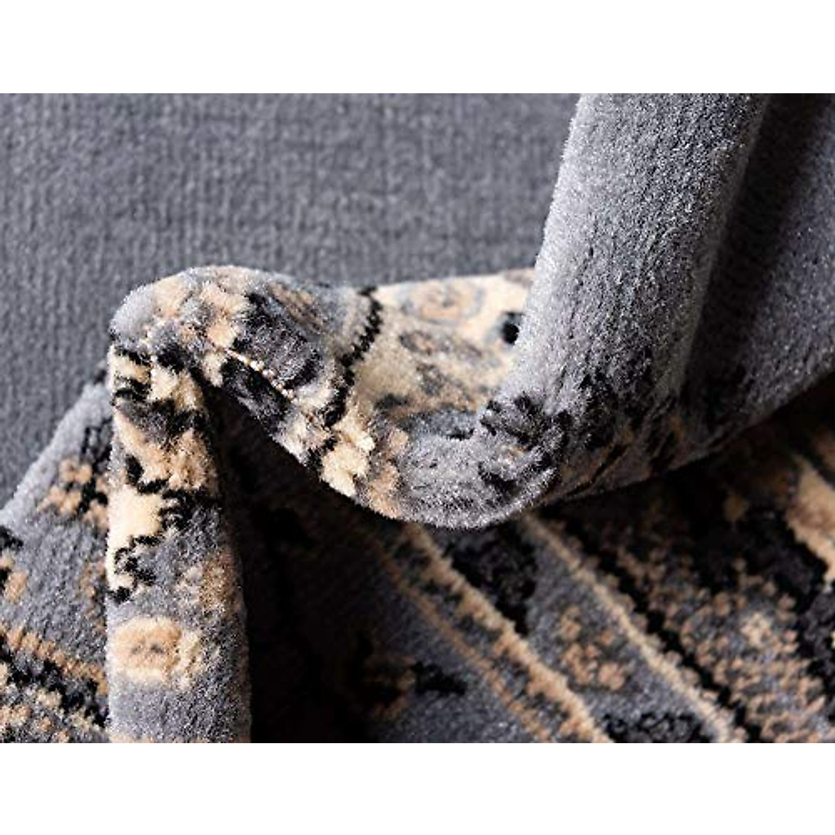 Unique Loom Reza Collection Traditional Persian Style Area Rug, 2 ft 2 in x 8 ft 2 in, Gray/Ivory